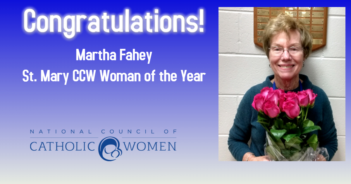 Martha Fahey Named St. Mary CCW Woman of the Year – The Mokena Marian
